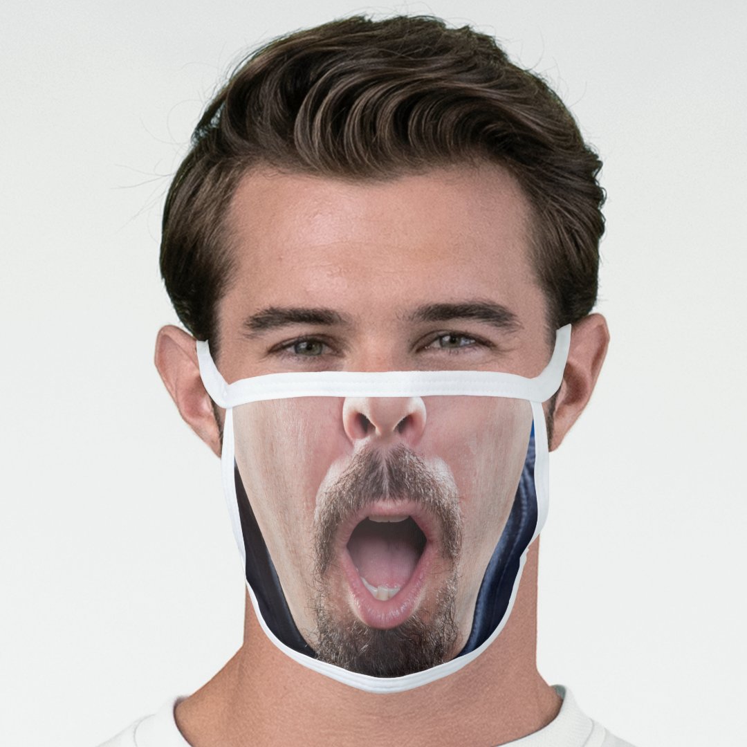 Bearded Man With Open Mouth Face Mask | Zazzle