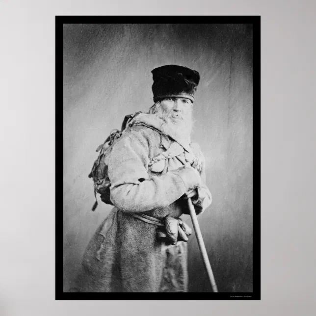 Bearded Russian Man Wearing a Backpack 1880 Poster | Zazzle