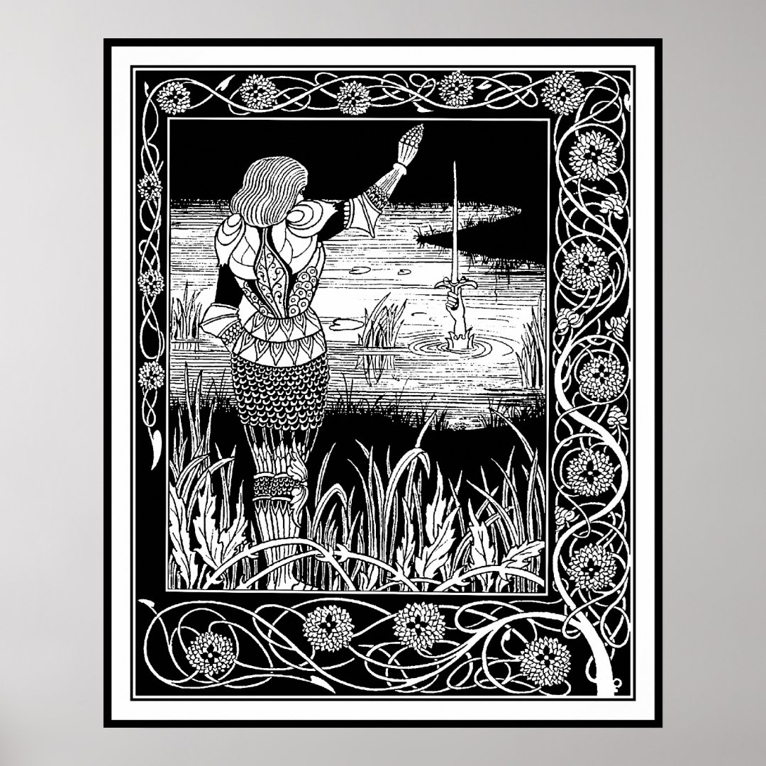 Beardsley - Excalibur - King Arthur Art Poster | Zazzle