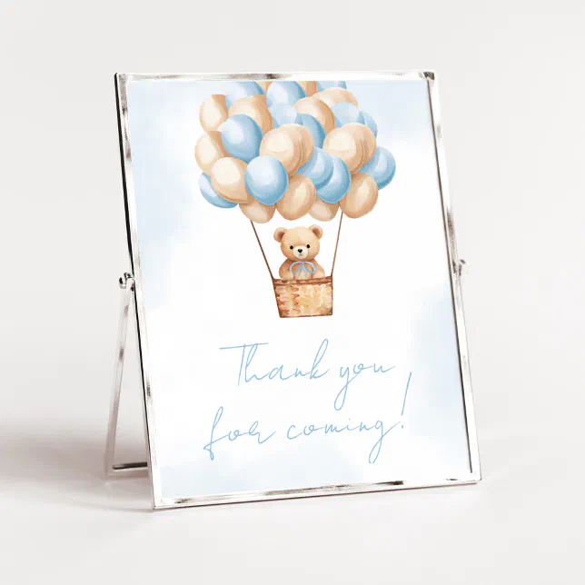 Bearly Wait Blue Hot Air Thank you for Coming Poster | Zazzle