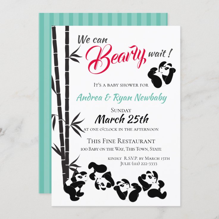 Bearly Wait Panda Baby Shower Invitation | Zazzle