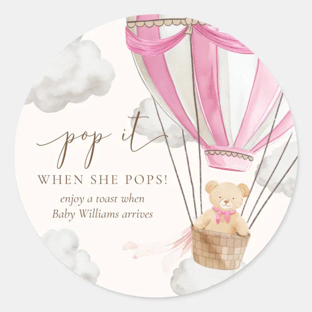 Bearly Wait Teddy Bear Pink Pop It When She Pops Classic Round Sticker ...