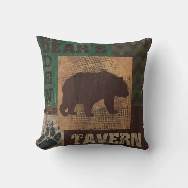 Bears Den Tavern Pillow Cabin decor | Zazzle