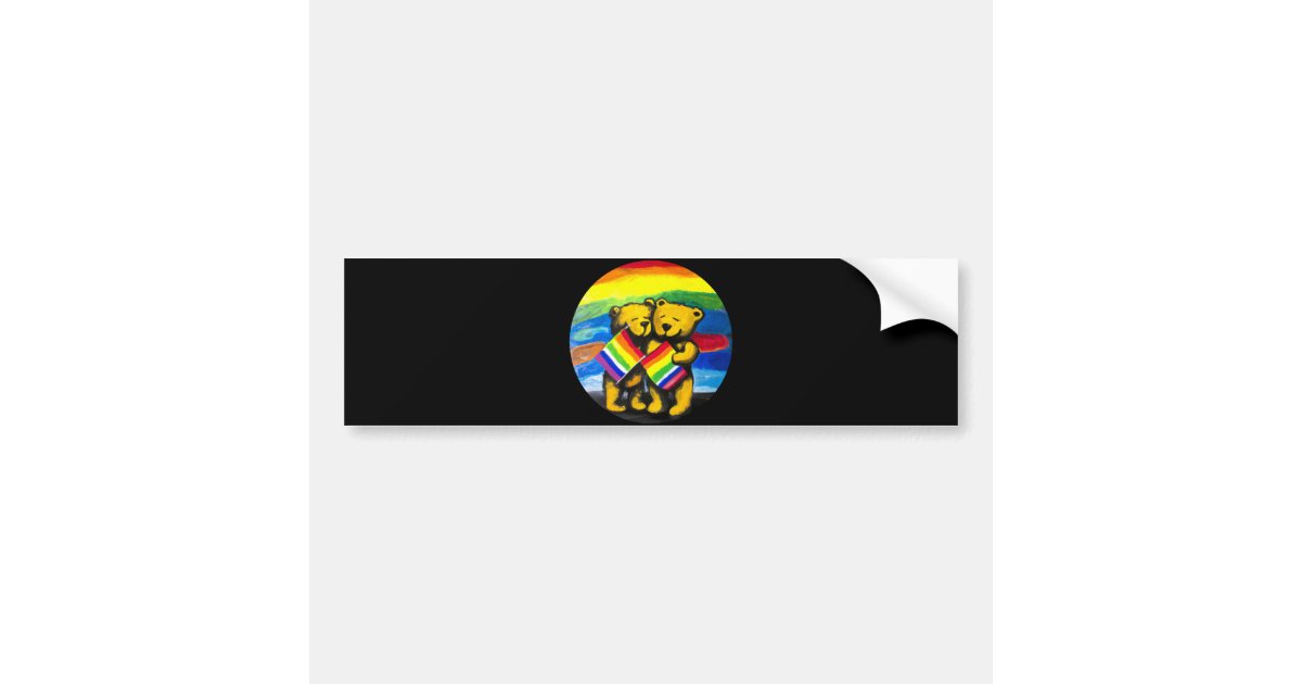 Bears Love Couple LGBT Rainbow Flag Bumper Sticker | Zazzle