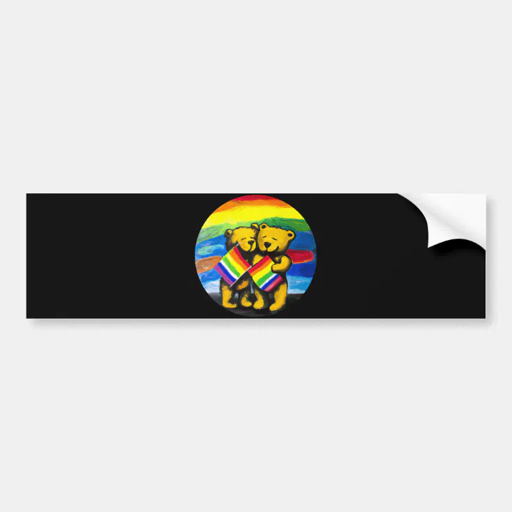 Bears Love Couple LGBT Rainbow Flag Bumper Sticker | Zazzle