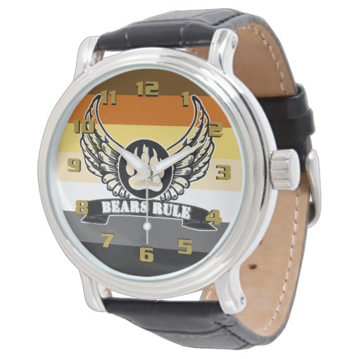 Bears Rule Gay Bear Pride Flag and Wings Watch | Zazzle