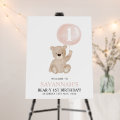 Beary 1st Birthday Pink Welcome Sign Foam Board | Zazzle
