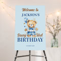 Beary first birthday cute teddy bear welcome sign | Zazzle