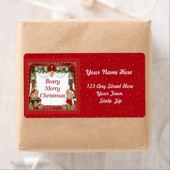 Beary Merry Christmas Label | Zazzle