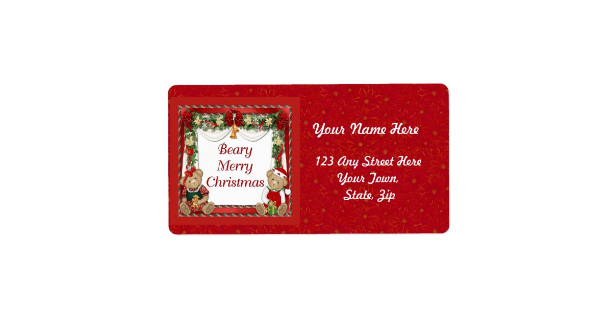 Beary Merry Christmas Label | Zazzle