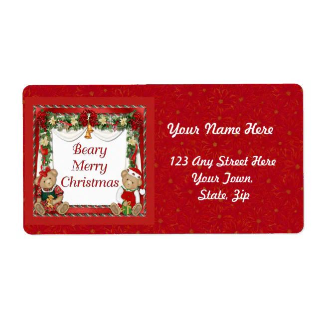 Beary Merry Christmas Label | Zazzle