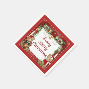 Beary Merry Christmas Napkins | Zazzle