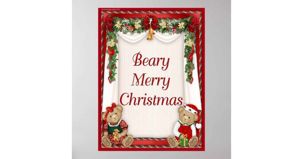 Beary Merry Christmas Poster | Zazzle