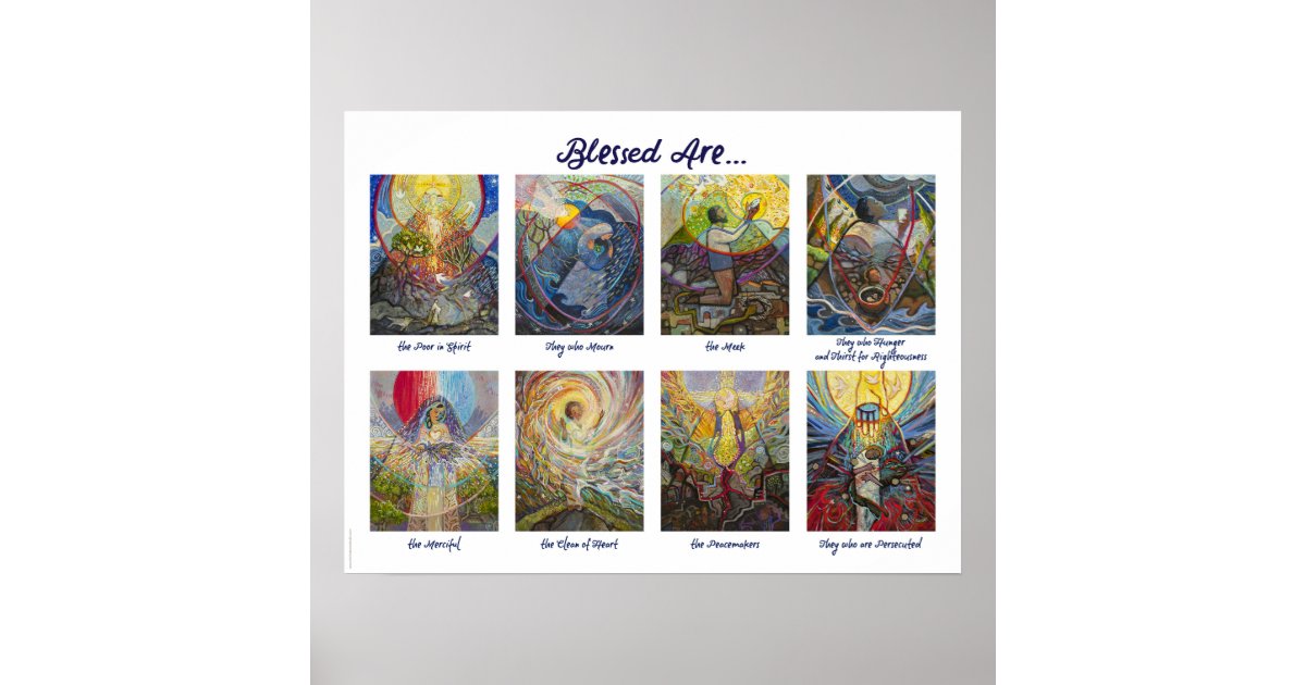 Beatitudes Illustrated Christian Poster | Zazzle