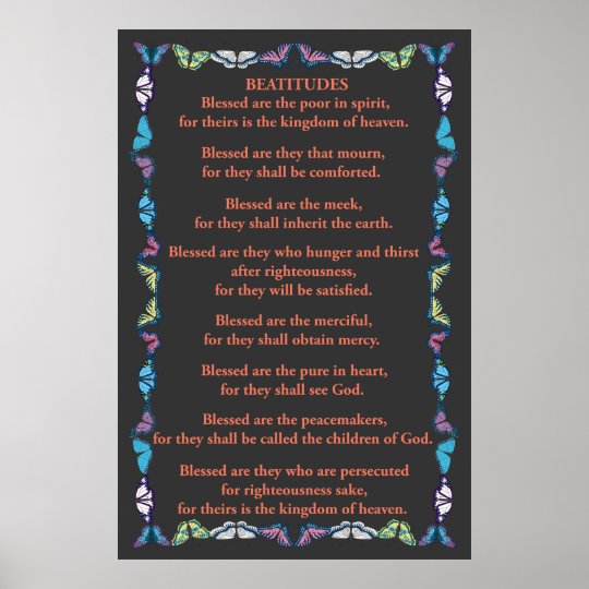 Beatitudes in a Butterfly Frame Poster | Zazzle.com