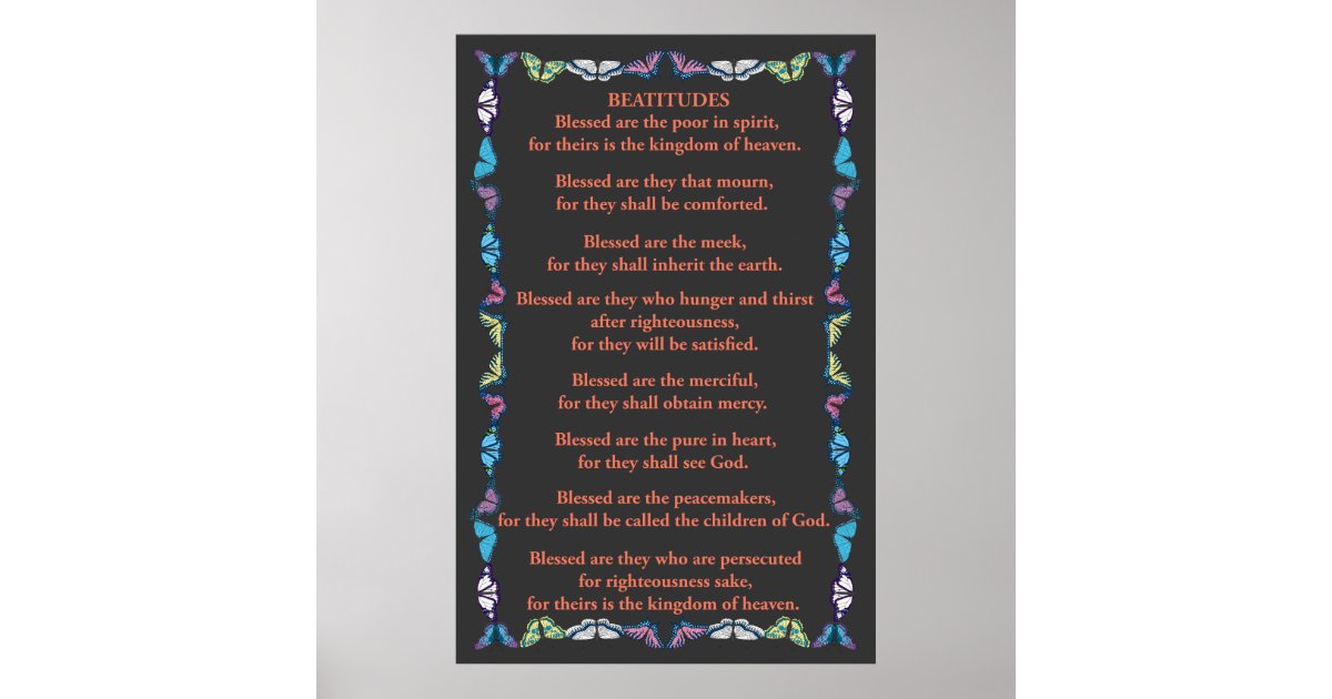 Beatitudes in a Butterfly Frame Poster | Zazzle