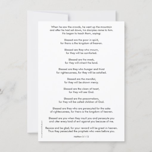 Beatitudes Prayer Card, Sermon on the Mount Invitation | Zazzle