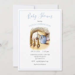 Beatrix Potter Blue Bunny Baby Shower Invitation | Zazzle