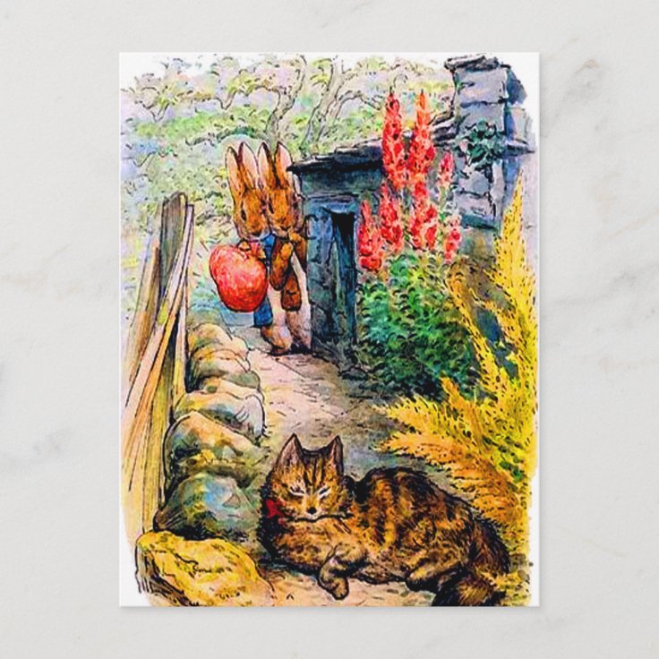 Beatrix Potter - Bunnies Watching the Cat Postcard | Zazzle