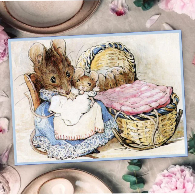 Beatrix Potter Mother and Baby Mice Note Card | Zazzle