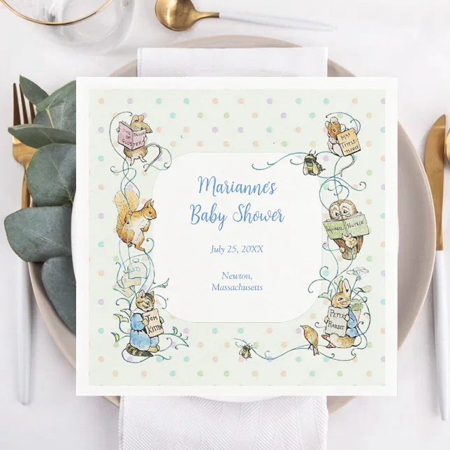 Beatrix Potter Peter the Rabbit Baby Shower Napkins | Zazzle