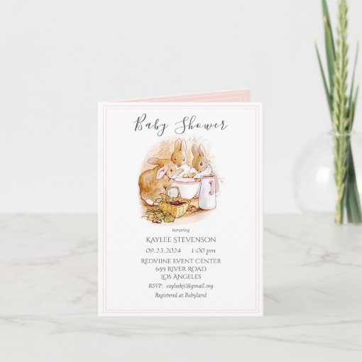 Beatrix Potter Pink Baby Girl Shower Invitation | Zazzle