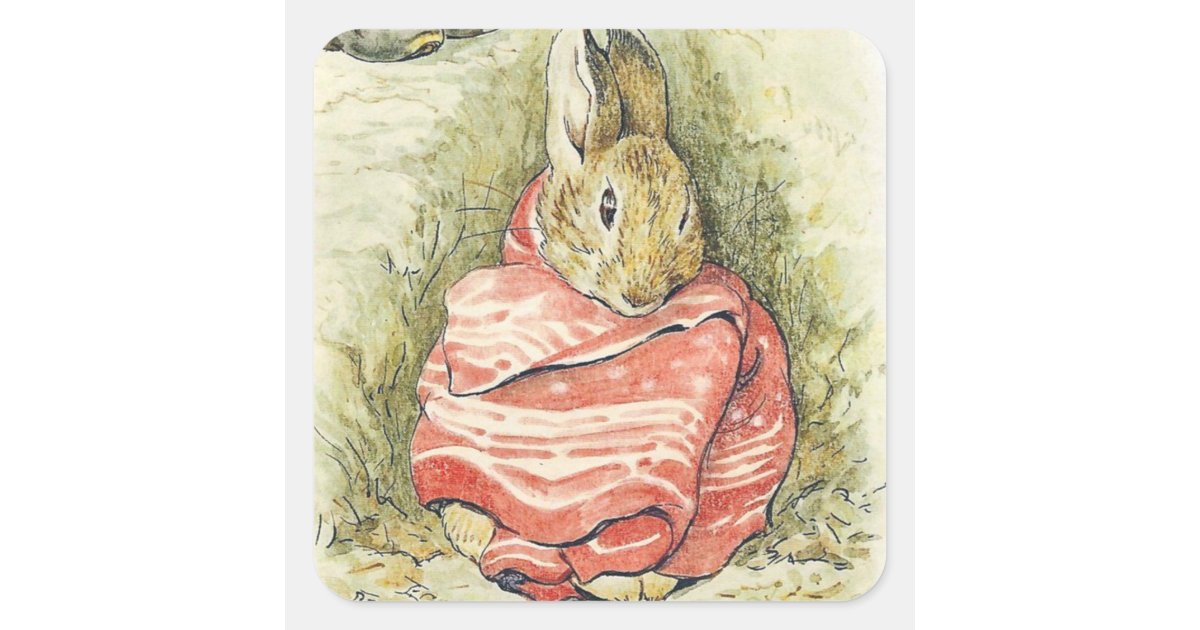 Beatrix Potter Rabbit Square Sticker | Zazzle