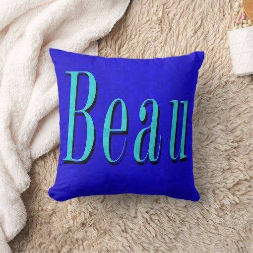 Beau Name Logo On Blue Mosaic, Throw Pillow | Zazzle
