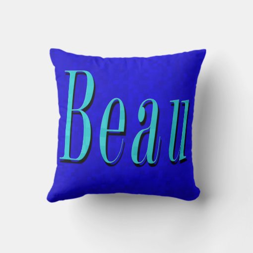 Beau Name Logo On Blue Mosaic, Throw Pillow | Zazzle