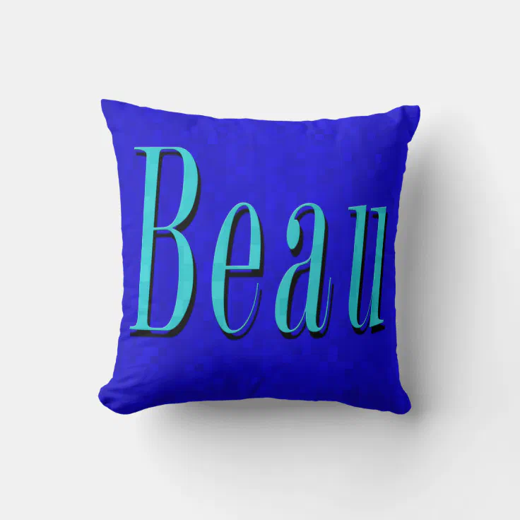Beau Name Logo On Blue Mosaic, Throw Pillow | Zazzle