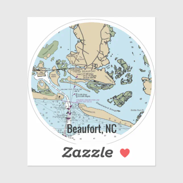 Beaufort NC Chart Sticker | Zazzle