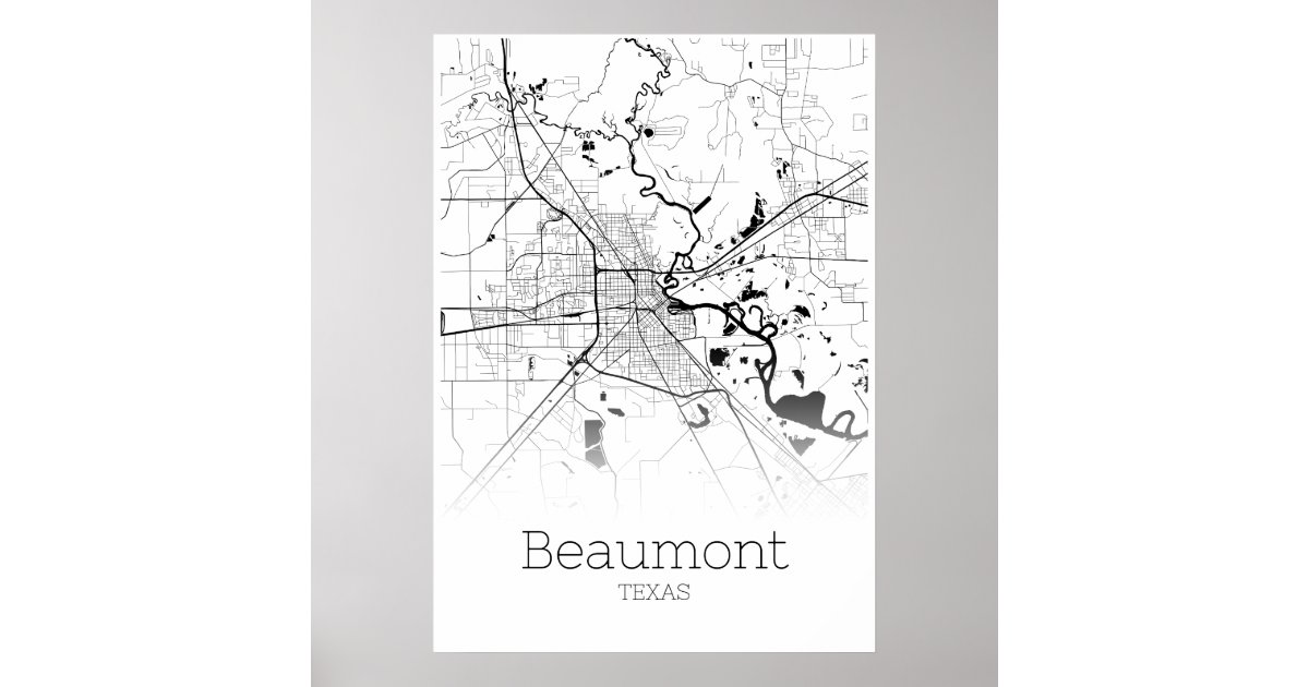 Beaumont Map - Texas - City Map Poster | Zazzle
