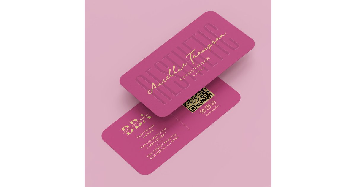 Beautician Esthetician Aesthetic Pink Modern Business Card | Zazzle