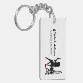 Beautician Pink and Black Girly Girl Hair Stylist Keychain | Zazzle