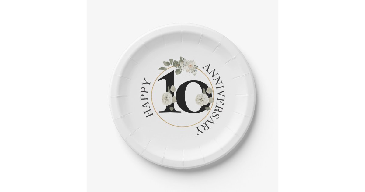 Beautiful 10th ANNIVERSARY Paper Plates | Zazzle