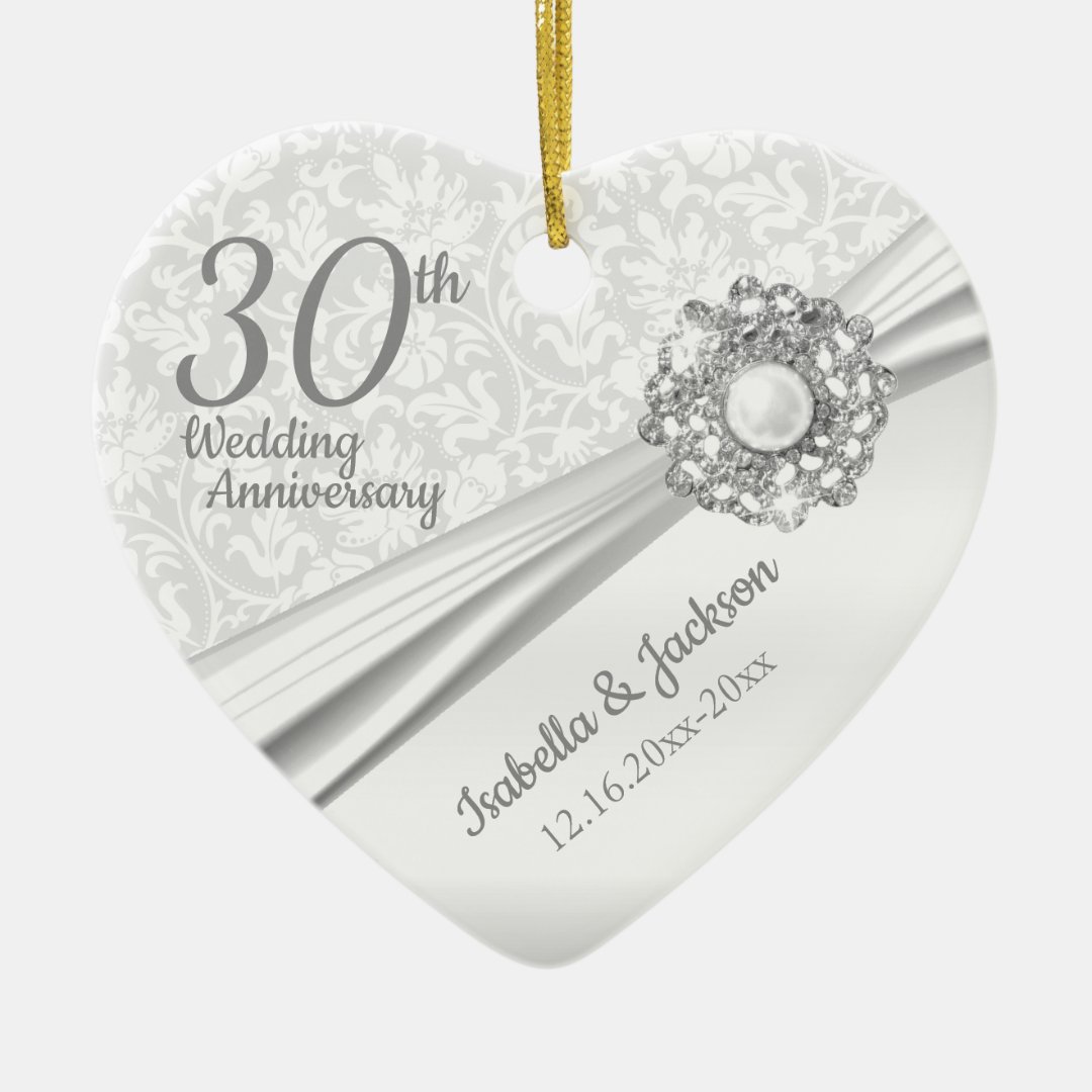 Beautiful 30th Pearl Jewel Anniversary Ceramic Ornament | Zazzle