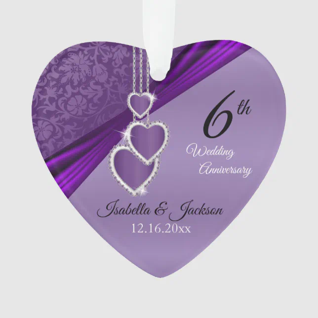 Beautiful 6th Amethyst Wedding Anniversary Design Ornament | Zazzle