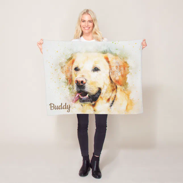 Beautiful Abstract Yellow Labrador Fleece Blanket | Zazzle
