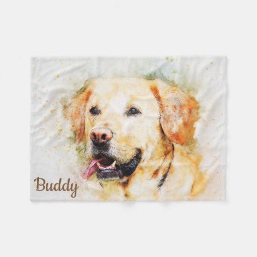 Beautiful Abstract Yellow Labrador Fleece Blanket | Zazzle