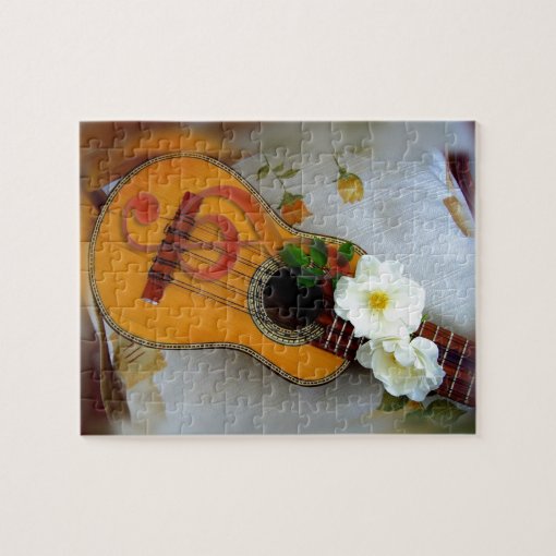 Beautiful acoustic guitar music note jigsaw puzzle | Zazzle