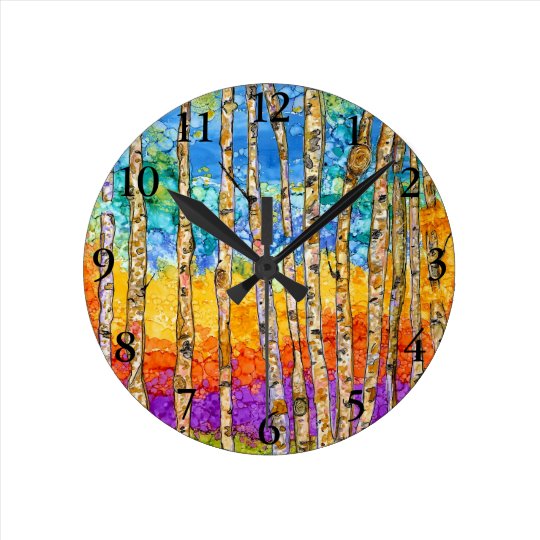 Beautiful and Colorful Aspen Tree Clock | Zazzle.com