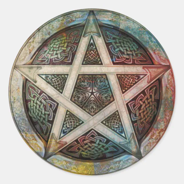 Beautiful And Colorful Pagan Pentacle Classic Round Sticker | Zazzle