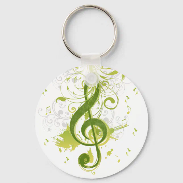 Beautiful and cool music notes with splatter keychain | Zazzle