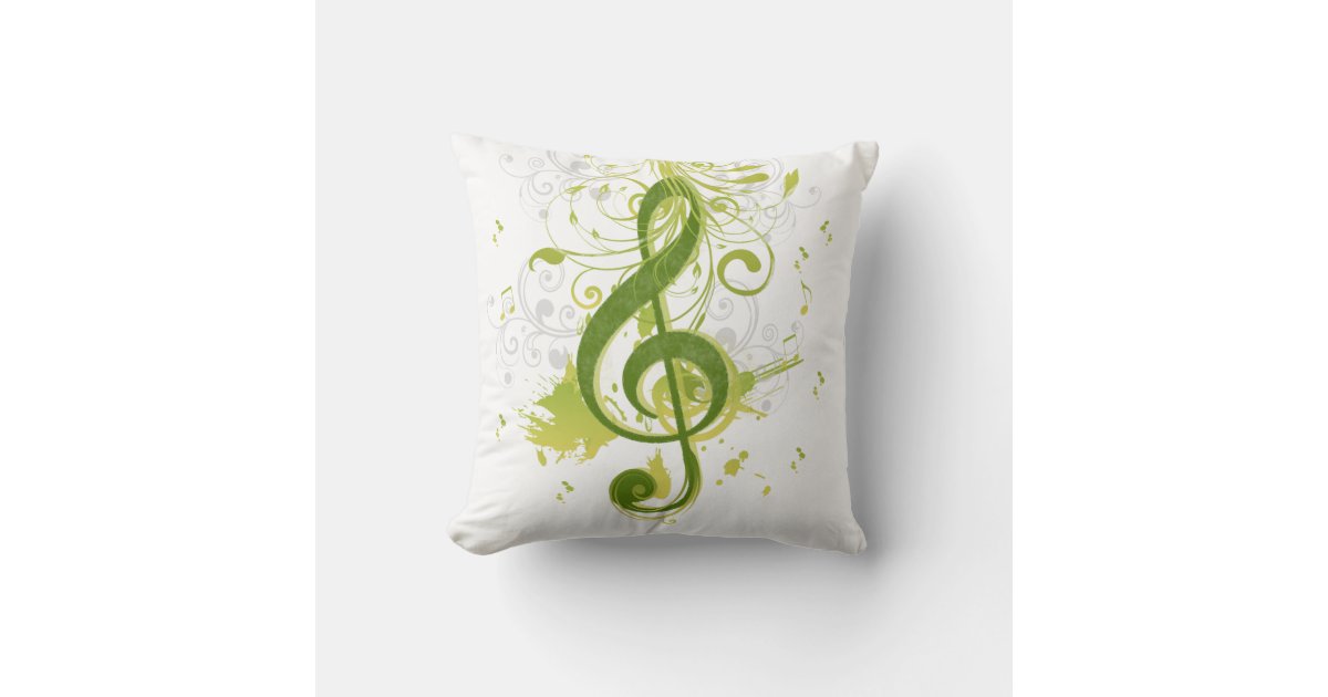 Beautiful and cool music notes with splatter throw pillow | Zazzle
