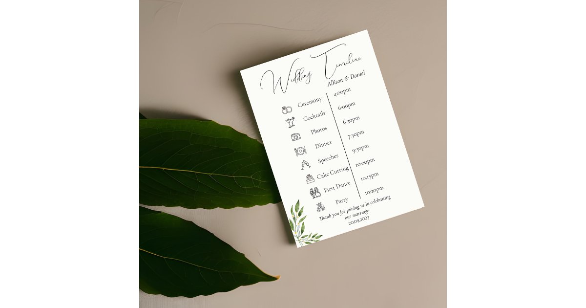 Beautiful and Elegant Wedding Timeline Invitation | Zazzle