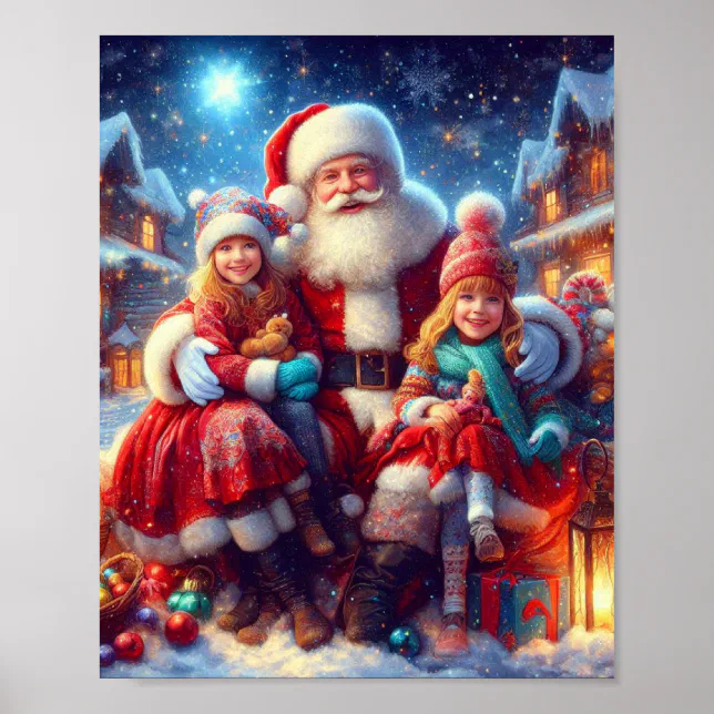 Beautiful and Lovely Santa Claus Christmas Poster | Zazzle