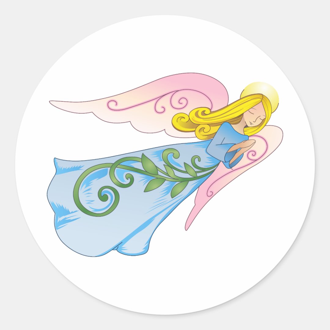 BEAUTIFUL ANGEL CLASSIC ROUND STICKER | Zazzle