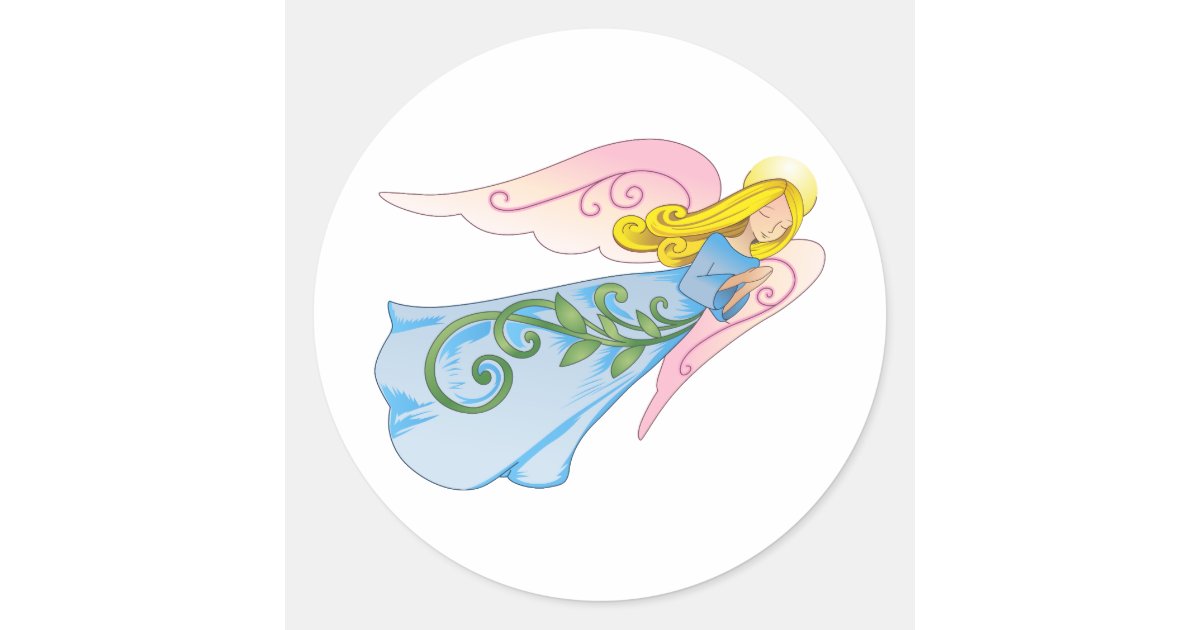 BEAUTIFUL ANGEL CLASSIC ROUND STICKER | Zazzle