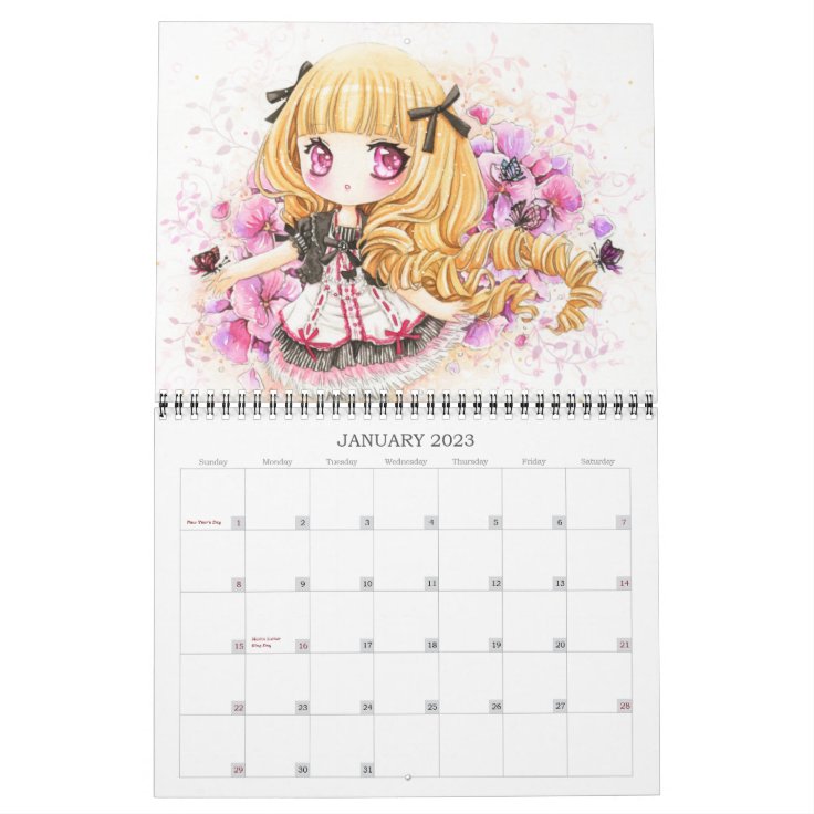 Beautiful anime chibi girls Calendar 2013 | Zazzle