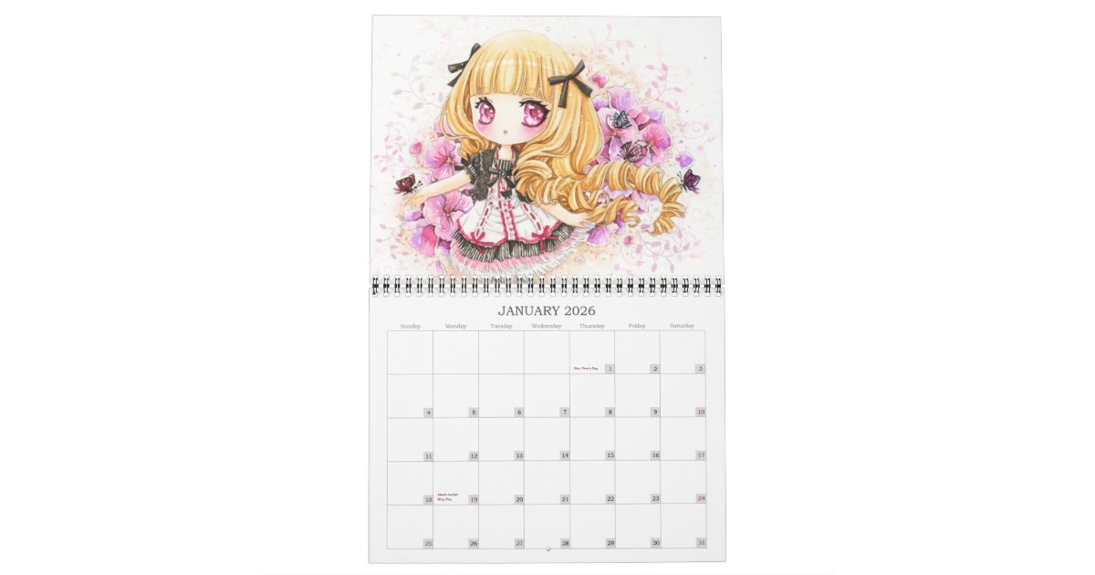 Beautiful anime chibi girls Calendar 2013 | Zazzle